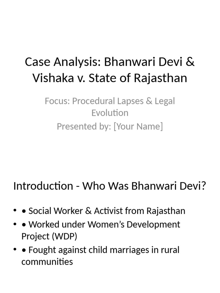 Bhanwari Devi Vishaka Case Analysis | PDF | Crime & Violence | Justice