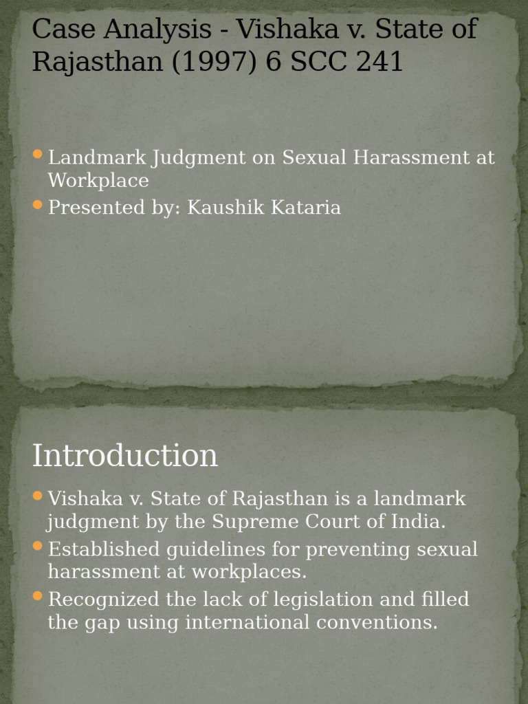 Vishaka Case Analysis Updated | PDF | Sexual Harassment | Public Law