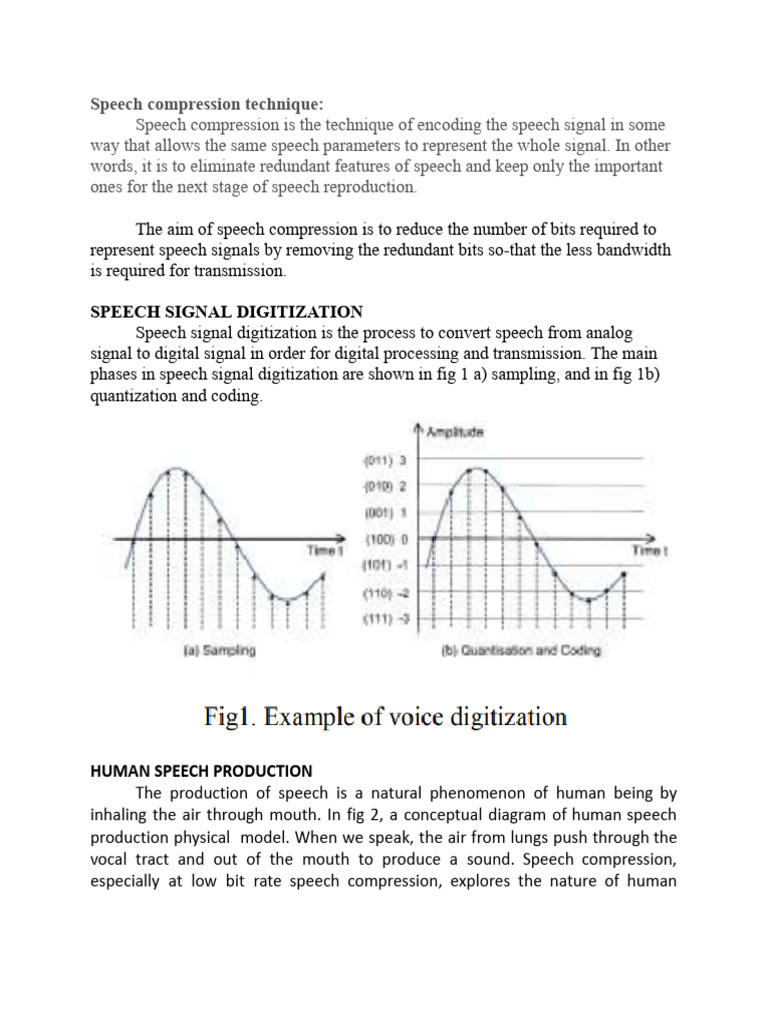 Speech Compression Technique | PDF | Signal Processing | Telecommunications Engineering