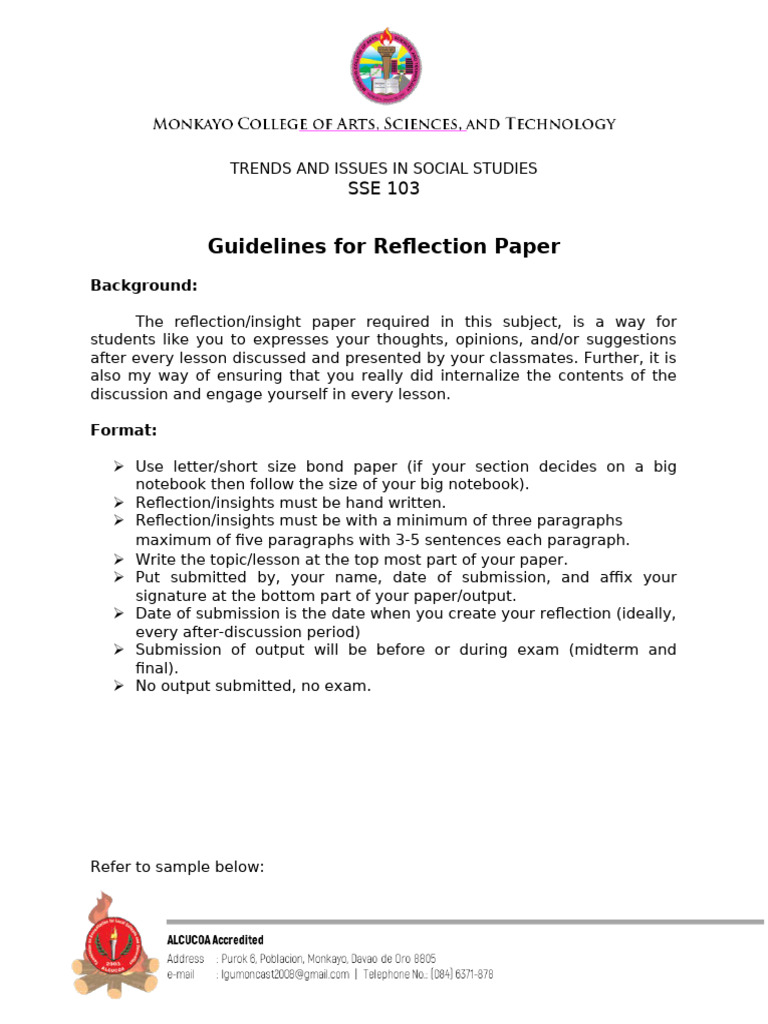 Guidelines For Reflection Paper and News Compilation | PDF | Human ...