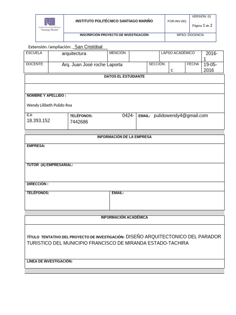 INSCRIP PROY INV FORMA INV 005 (1) | PDF