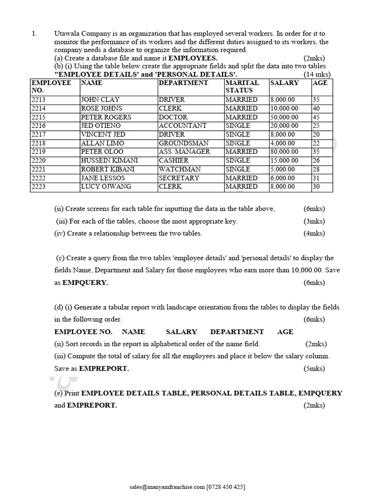 Database 6 Practical Questions | PDF | Data Management Software | Computer Data