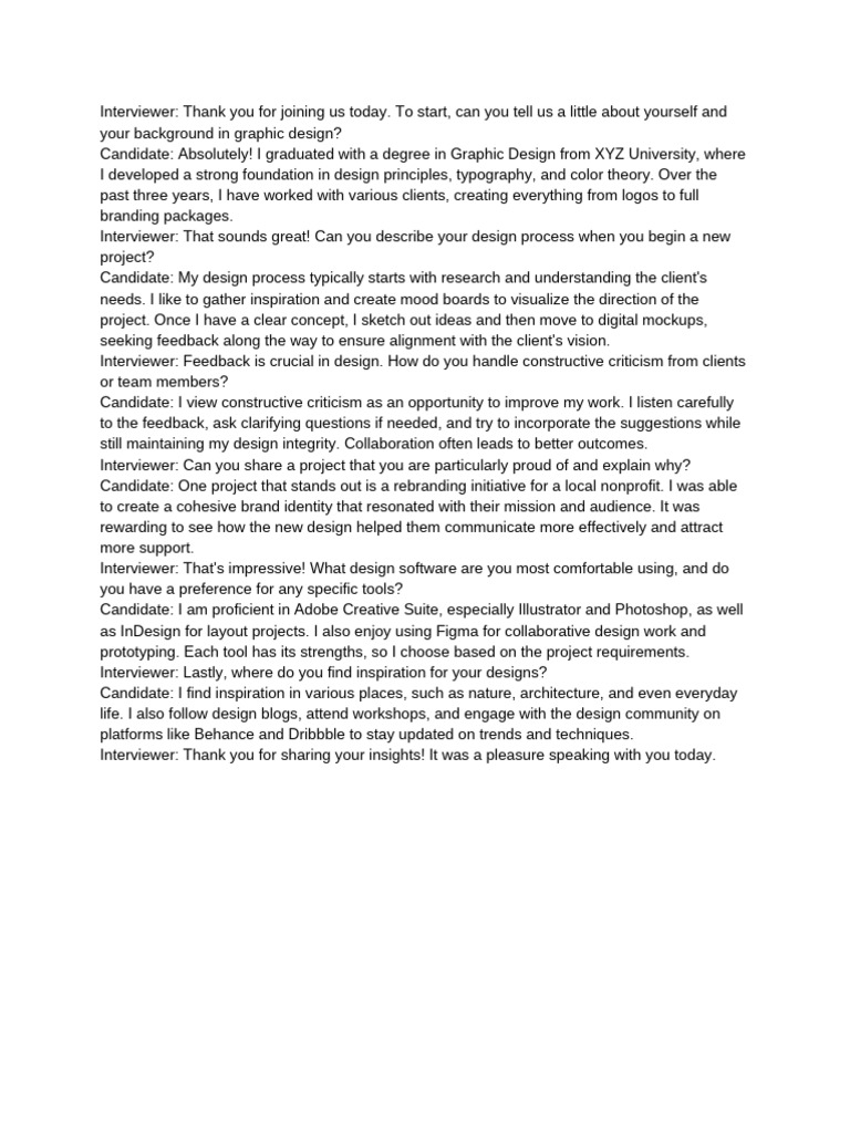 Example of A Graphic Design Interview | PDF | Graphic Design | Human ...