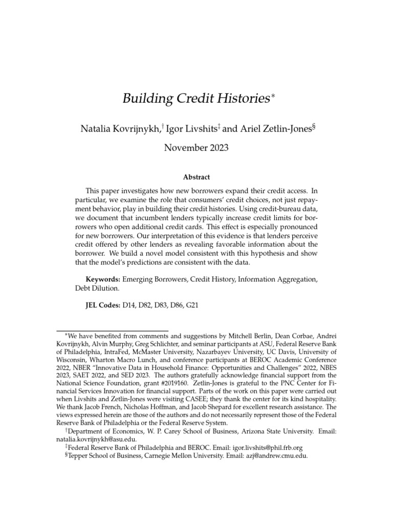 Building Credit Histories | PDF | Loans | Credit History