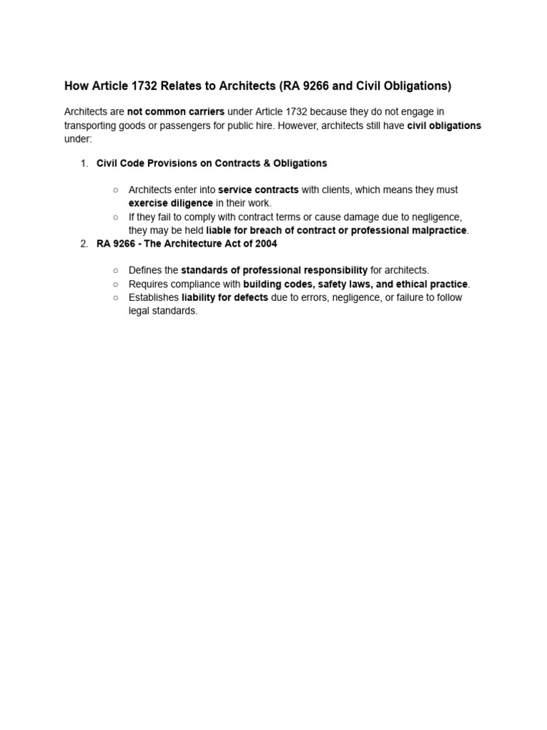 How Article 1732 Relates to Architects | PDF
