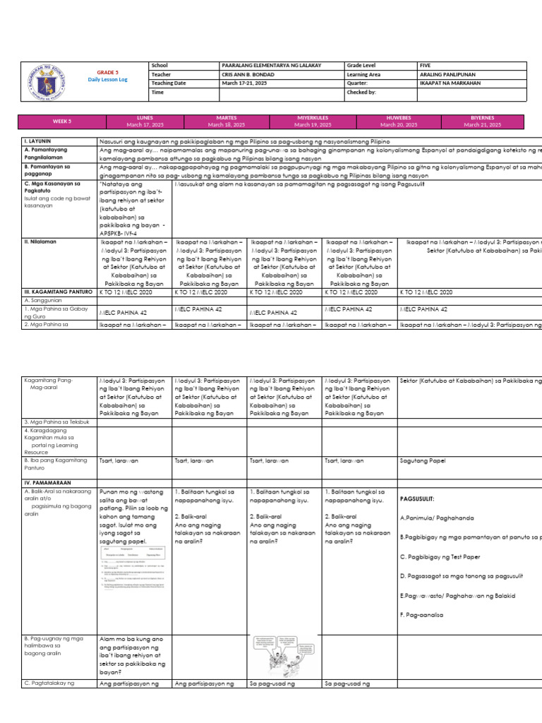 Q4 Week DLL Ap5 | PDF
