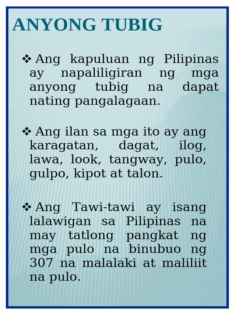 Anyong Tubig | PDF