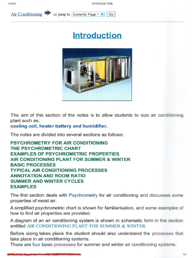 Basic Air Conditioning Processes | PDF