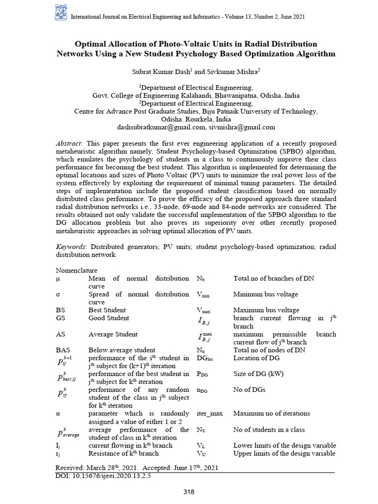Optimal PV Unit Allocation Using SPBO | PDF | Photovoltaics ...