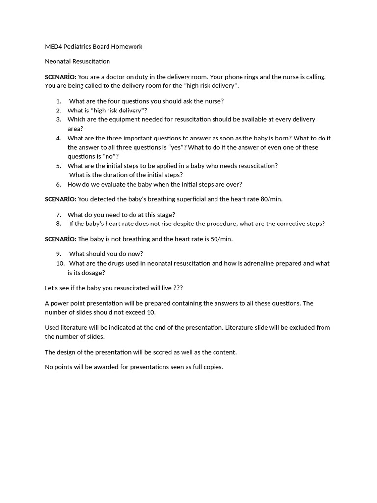 MED4 Pediatrics Board Homework | PDF