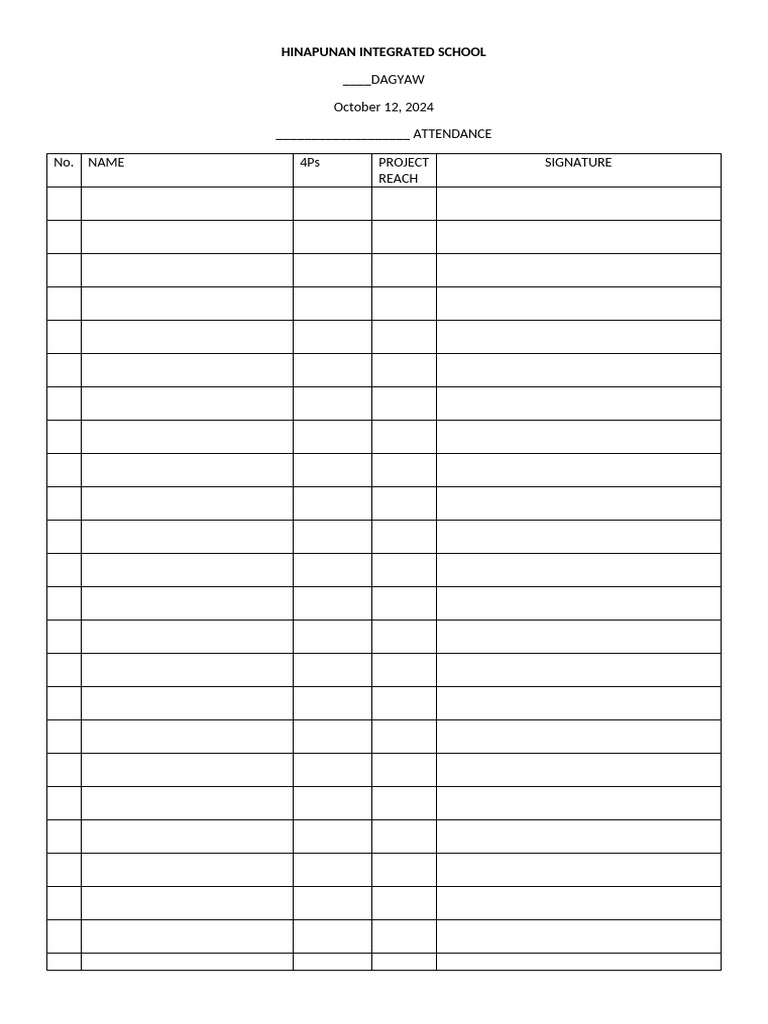 Dagyaw Attendance | PDF