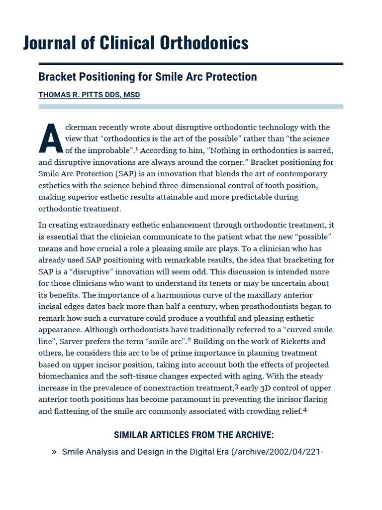 Proper Bracket Positioning For Smile Arc Protection | PDF ...