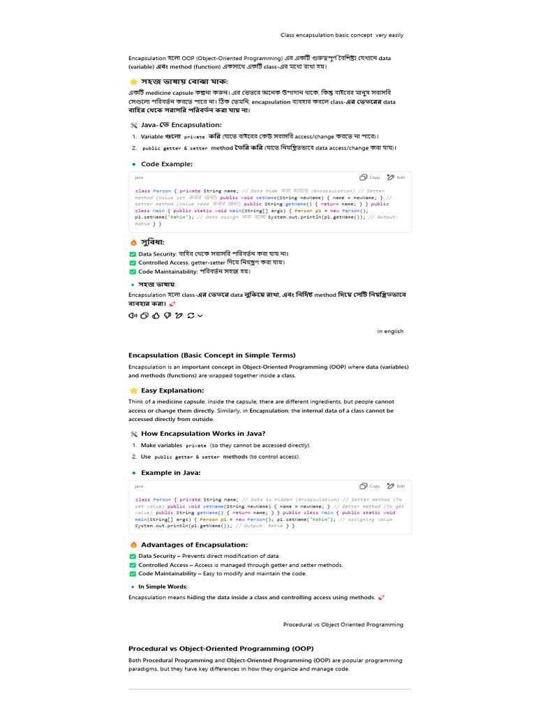 Exam Chapter 10 Encapsulation | PDF | Method (Computer Programming) | Object Oriented Programming