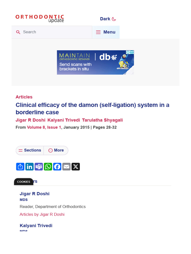 Orthodontic Update - Clinical Efficacy of The Damon (Self-Ligation) System in A Borderline Case ...