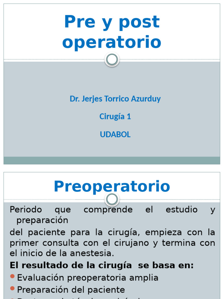 Pre y Post Operatorio Tórax | PDF | Cirugía | Enfermedades y trastornos