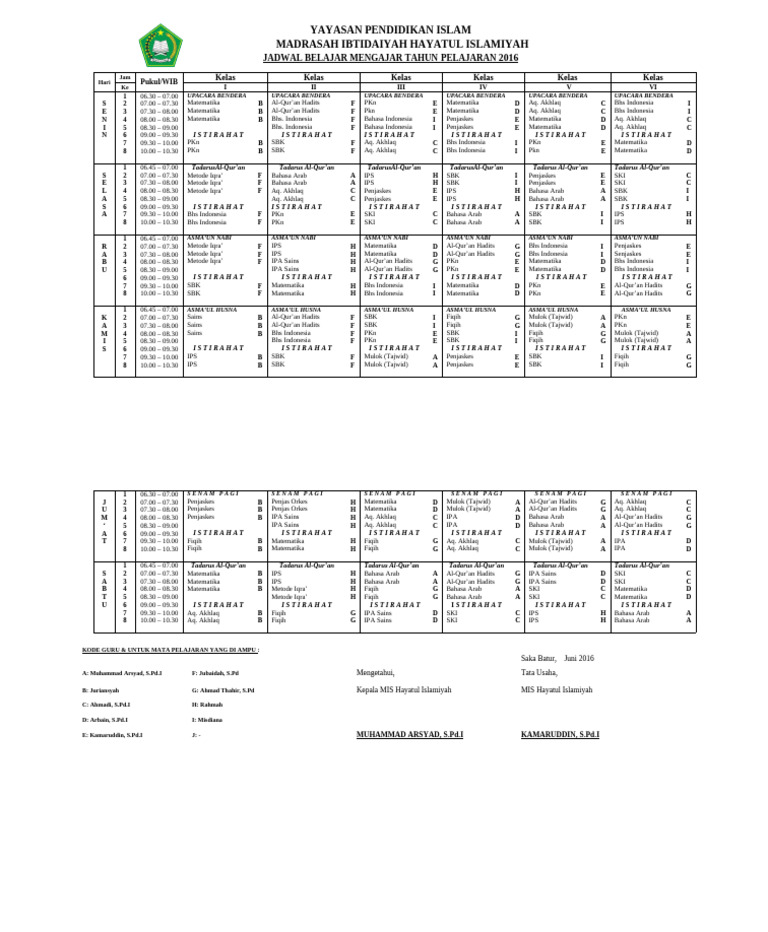 jadwal Mengajar 2024 | PDF