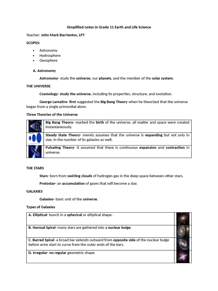 Simplified Notes in Grade 11 Earth and Life Science | PDF | Plate ...