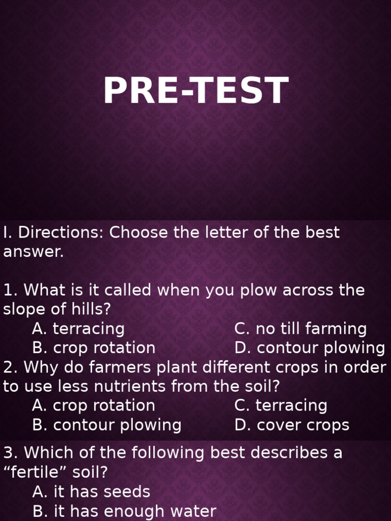 Pre-LS Test on Farming Concepts | PDF | Crop Rotation | Maize