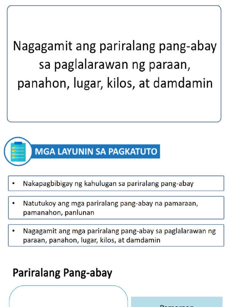 Filipino 6 Q3 L1 - Pariralang Pang-Abay | PDF
