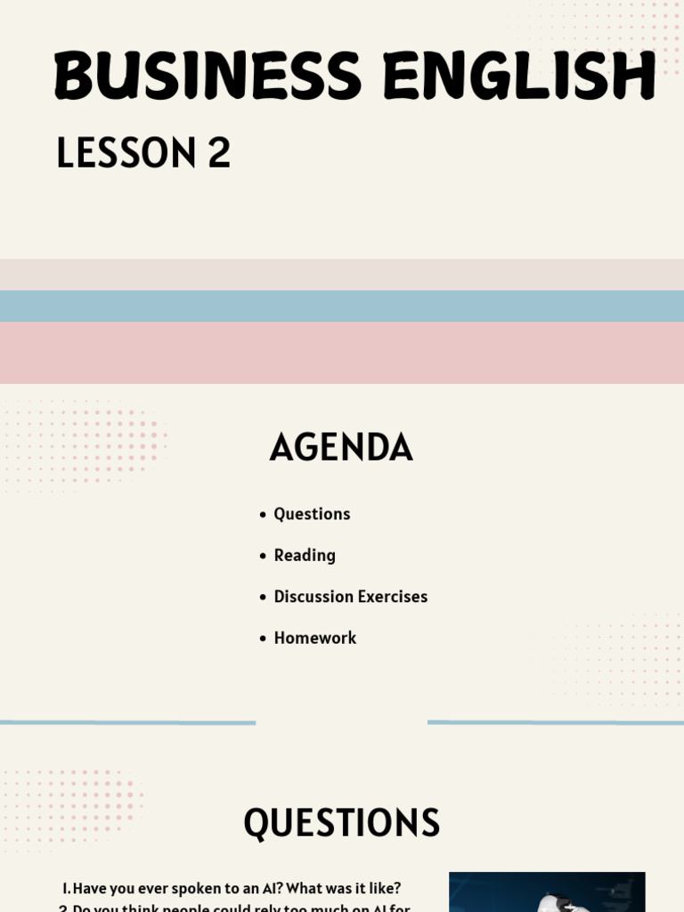 Business English Preparation - Lesson 2 | PDF | Artificial Intelligence ...