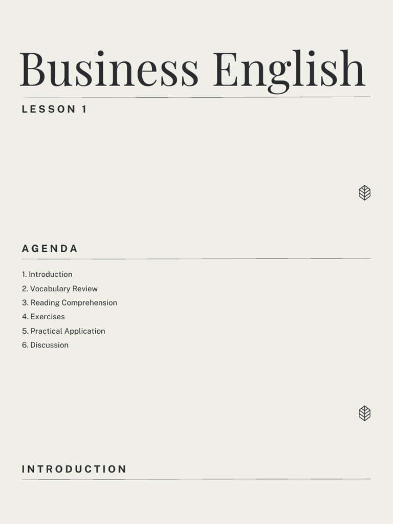 Business English Preparation - Lesson 1 | PDF | Agile Software ...