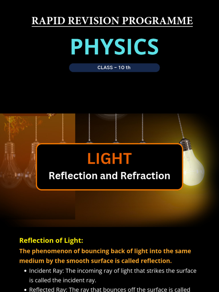 Class 10 Physics: Light Reflection & Refraction | PDF | Mirror ...