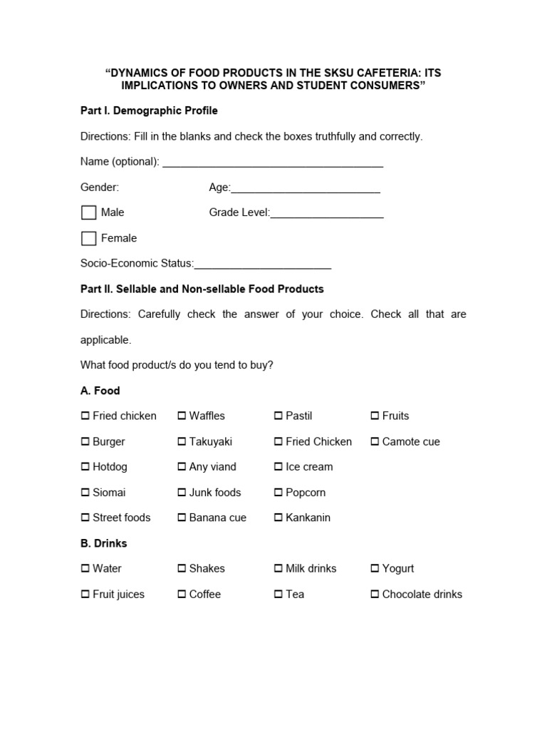 Group 7 Questionnaire Revised Final Final Final | PDF | Foods | Natural ...