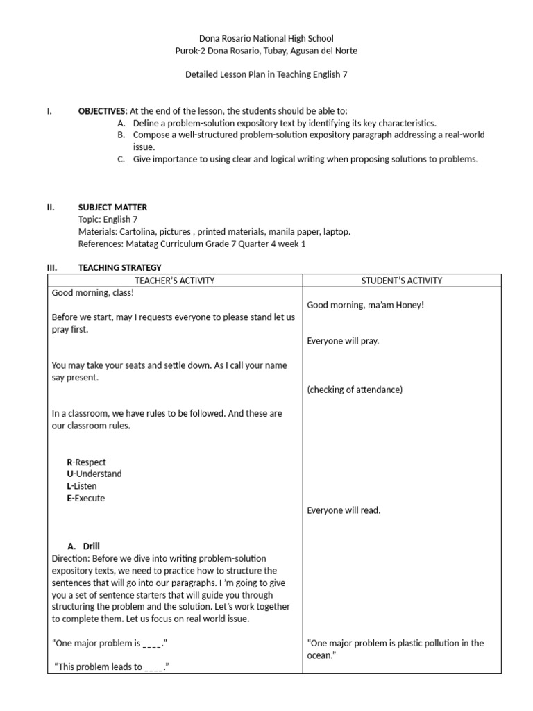 Lesson Plan: Problem-Solution Essay | PDF | Essays