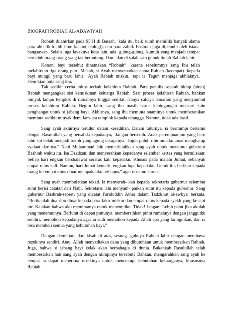 Biografi Rabiah Al-Adawiyah | PDF