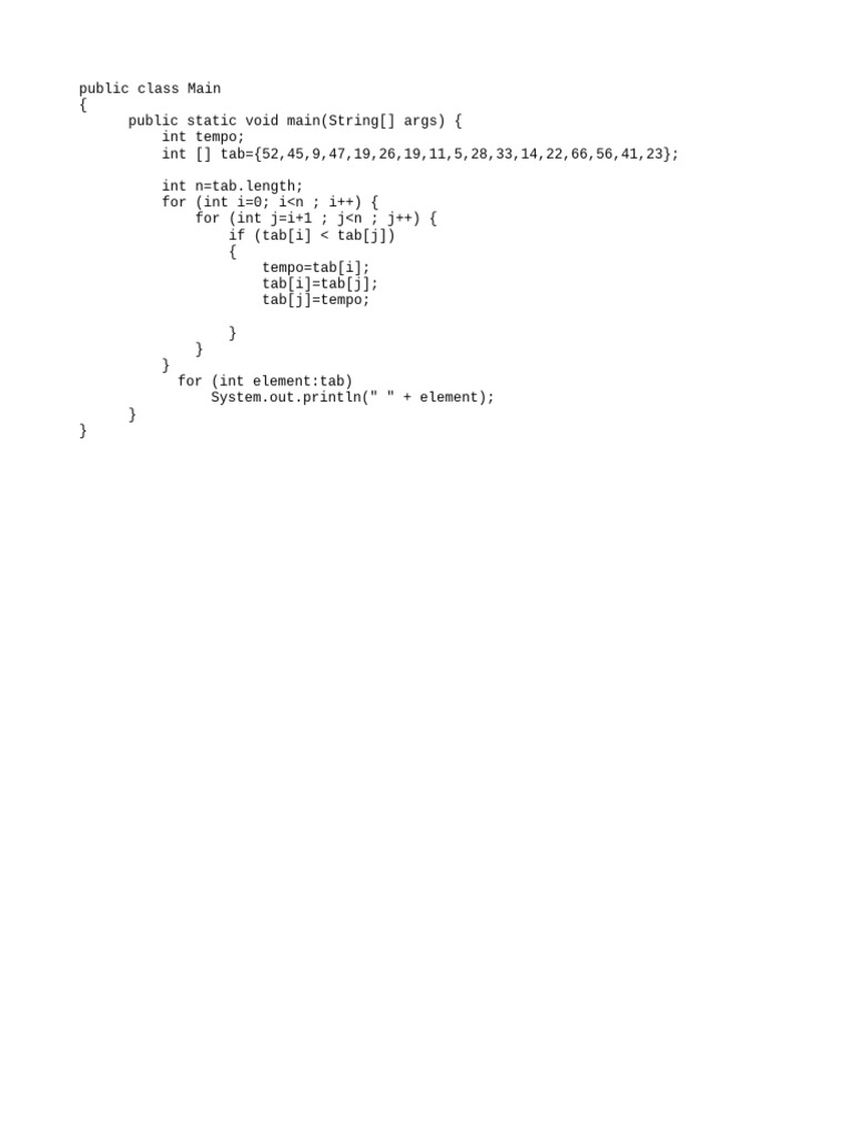 Java Array Sorting Example | PDF