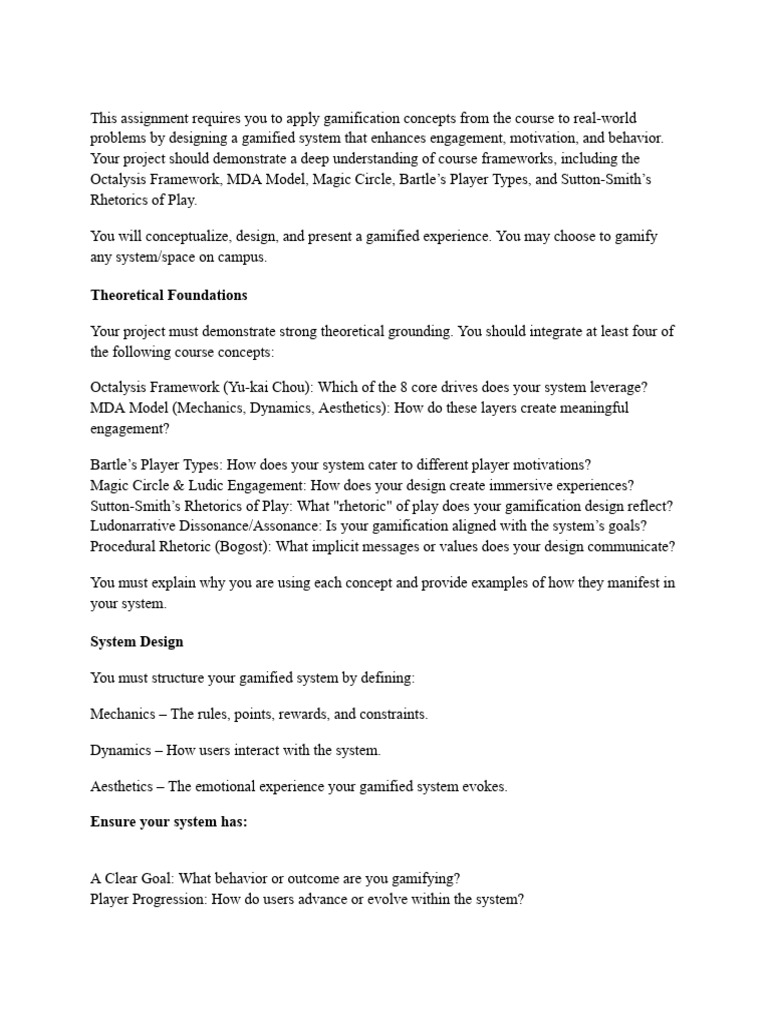 Gamification Project Details | PDF