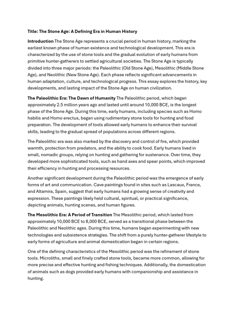 A Defining Era in Human History | PDF | Paleolithic | Stone Age