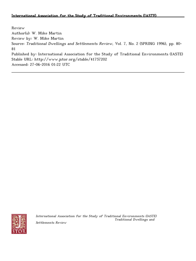 International Association For The Study of Traditional Environments ...