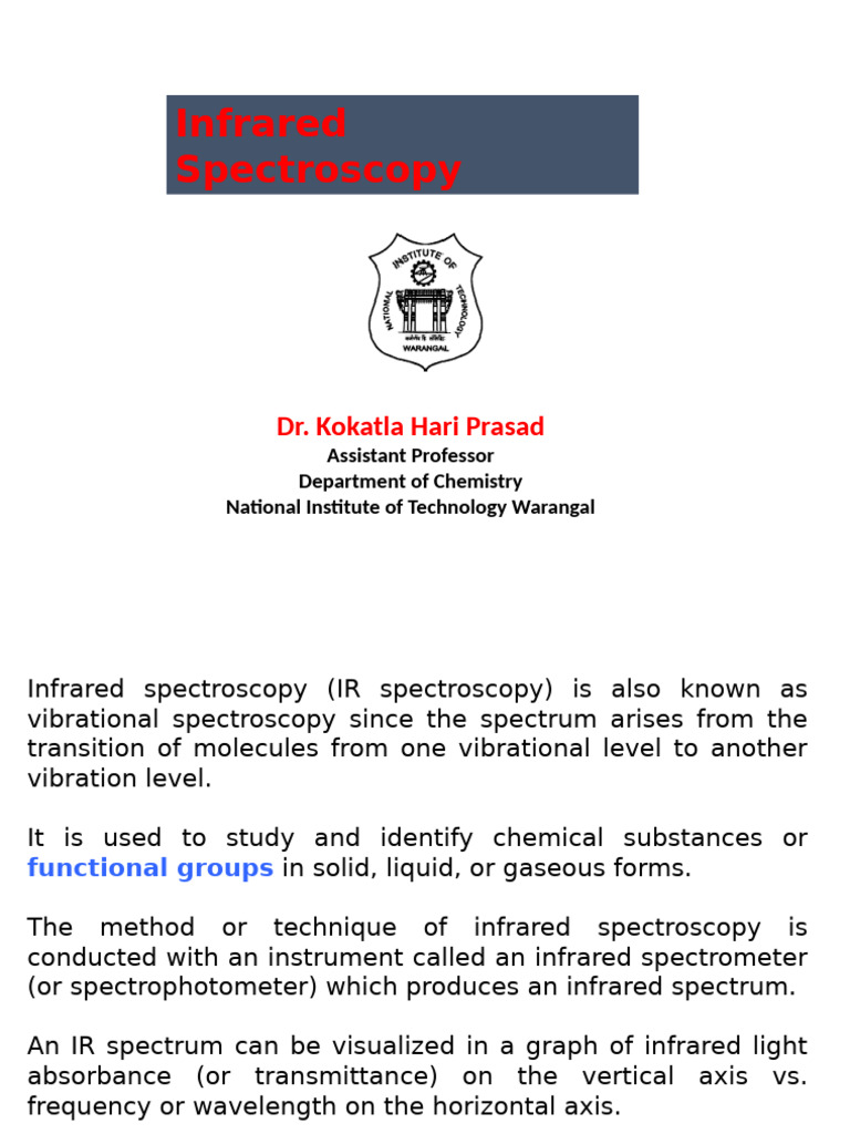 Infrared Spectroscopy Overview and Applications | PDF | Infrared ...