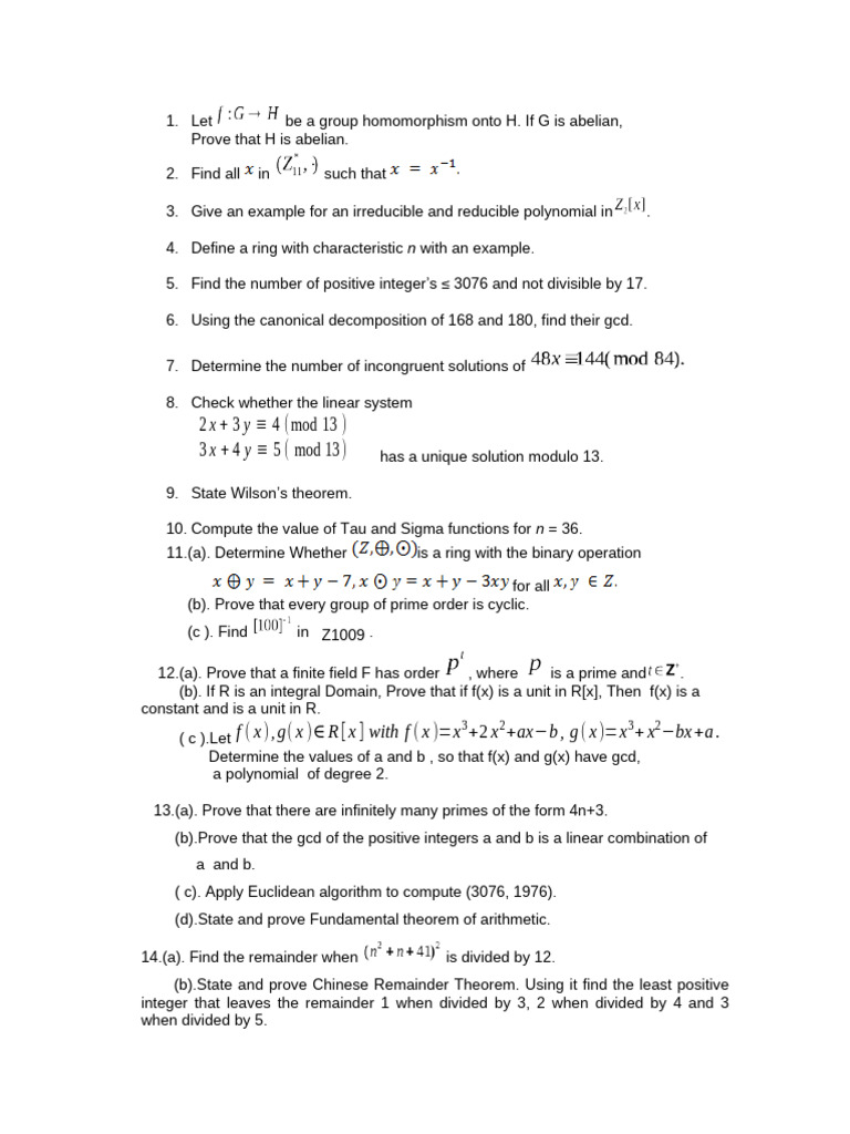 Advanced Topics in Abstract Algebra | PDF