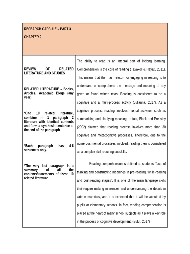 RESEARCH-CAPSULE-PT3 | PDF | Reading Comprehension | Theory