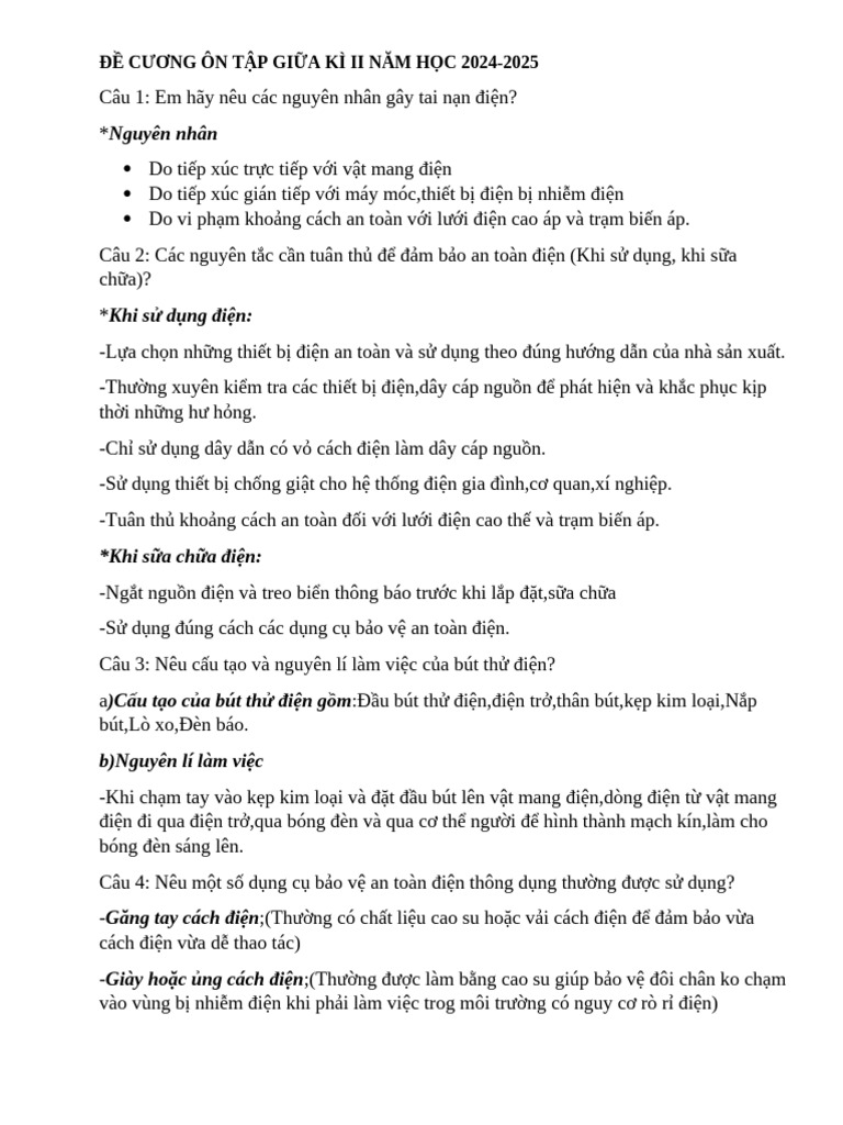 Đề cương GHKII CN8 2024 -2025 | PDF