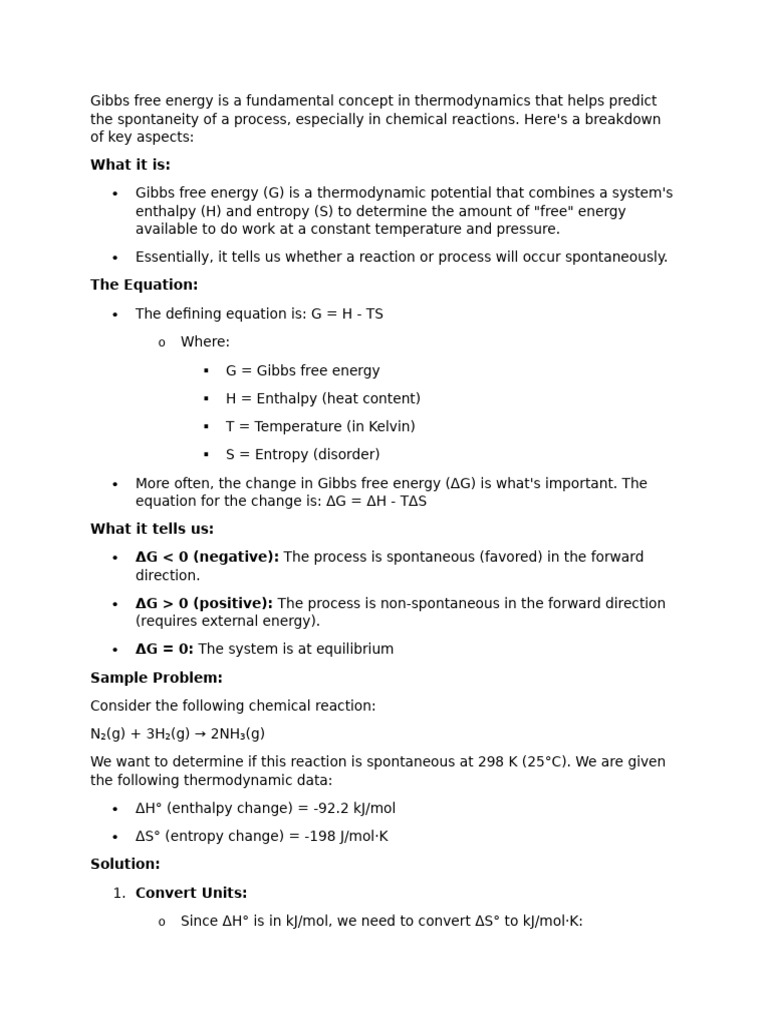 Gibbs Free Energy Is A Fundamental Concept in Thermodynamics That Helps ...