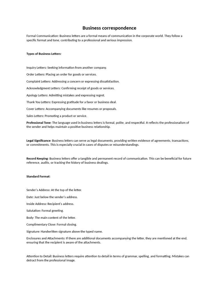 Business Correspondence | PDF