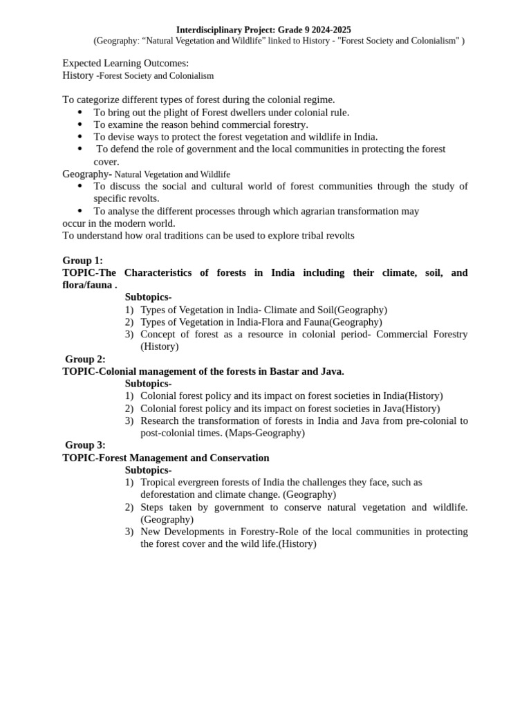 Updated Interdisciplinary Project-Grade 9 | PDF