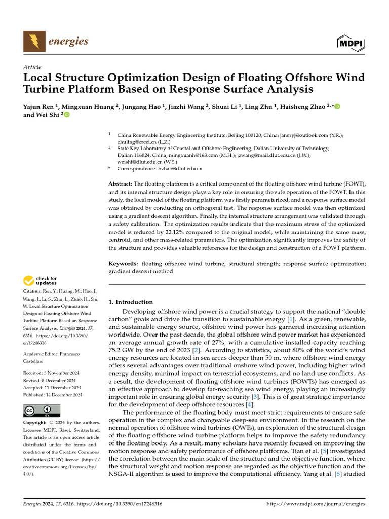 Ren 等 - 2024 - Local Structure Optimization Design of Floating Offshore Wind Turbine Platform ...