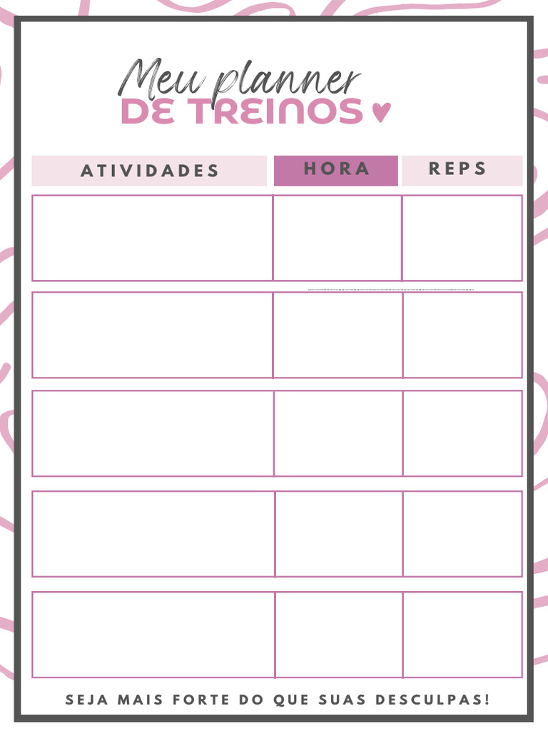 Planner de Treinos - Versão Para Impressao | PDF