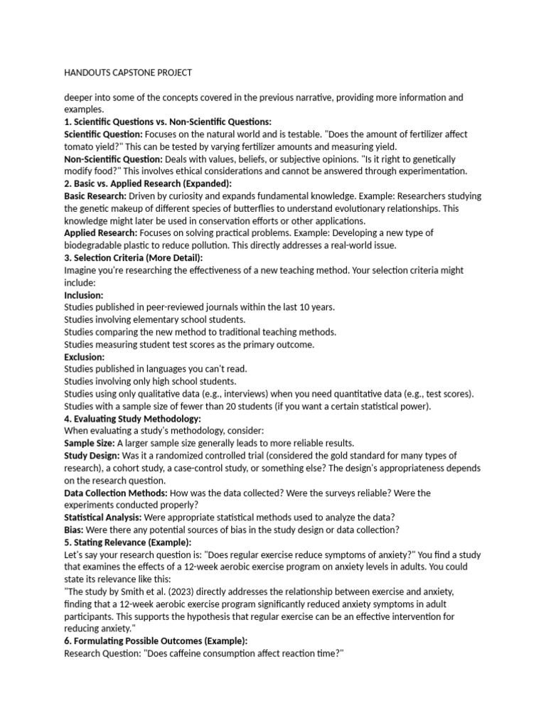 Handouts Capstone Project | PDF | Methodology | Experiment