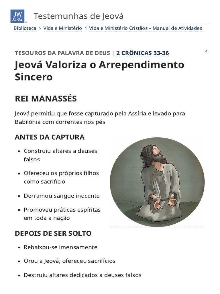 O Arrependimento do Rei Manassés Teve Resultados Positivos | PDF