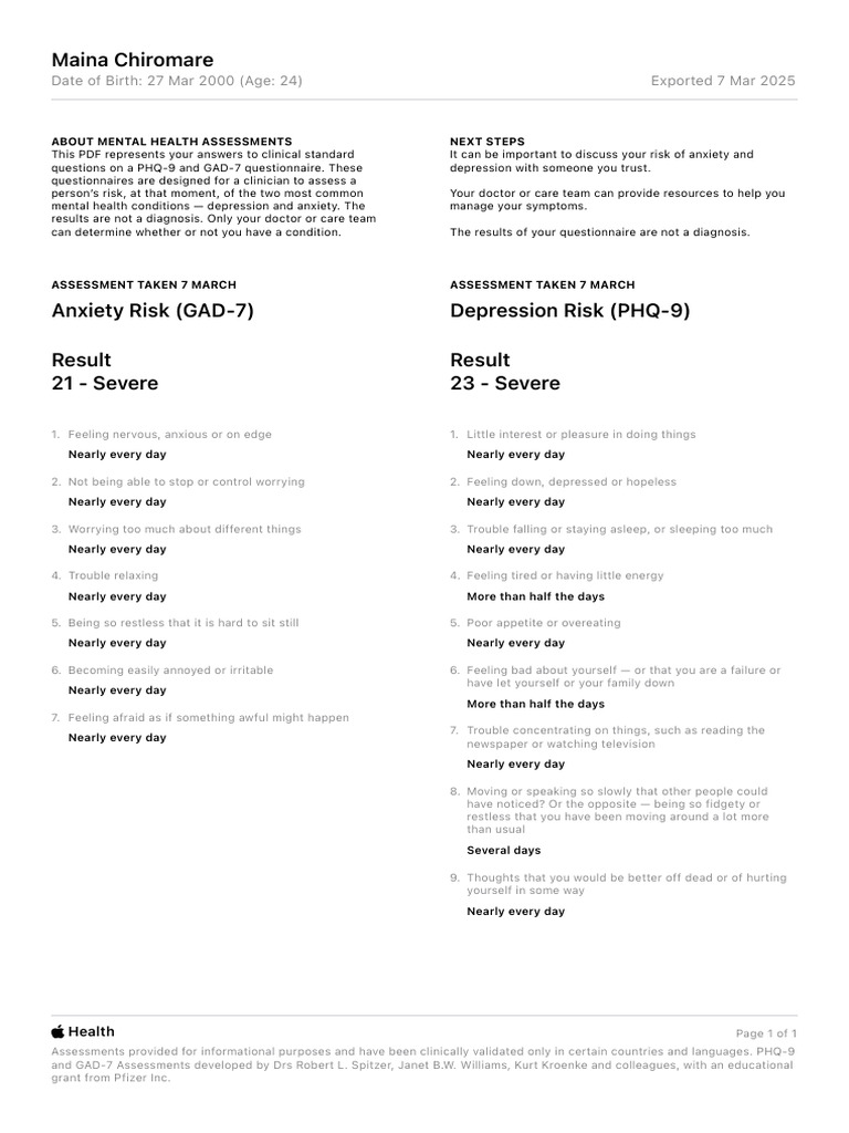 Health - Maina Chiromare - Mental Wellbeing 2025-03-07 | PDF | Clinical Medicine | Disability