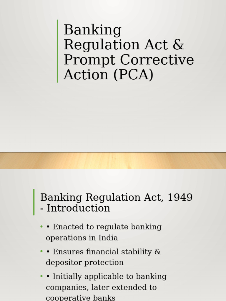 Banking Regulation Act & PCA Overview | PDF