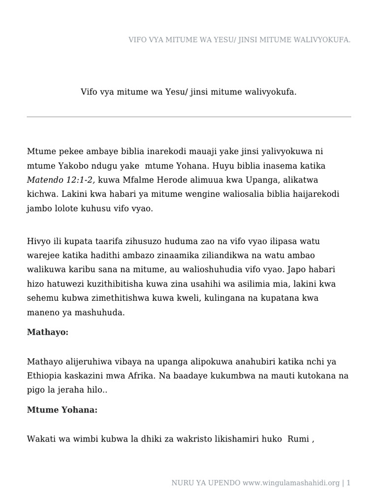 JINSI MITUME WALIVYOKUFA. | PDF