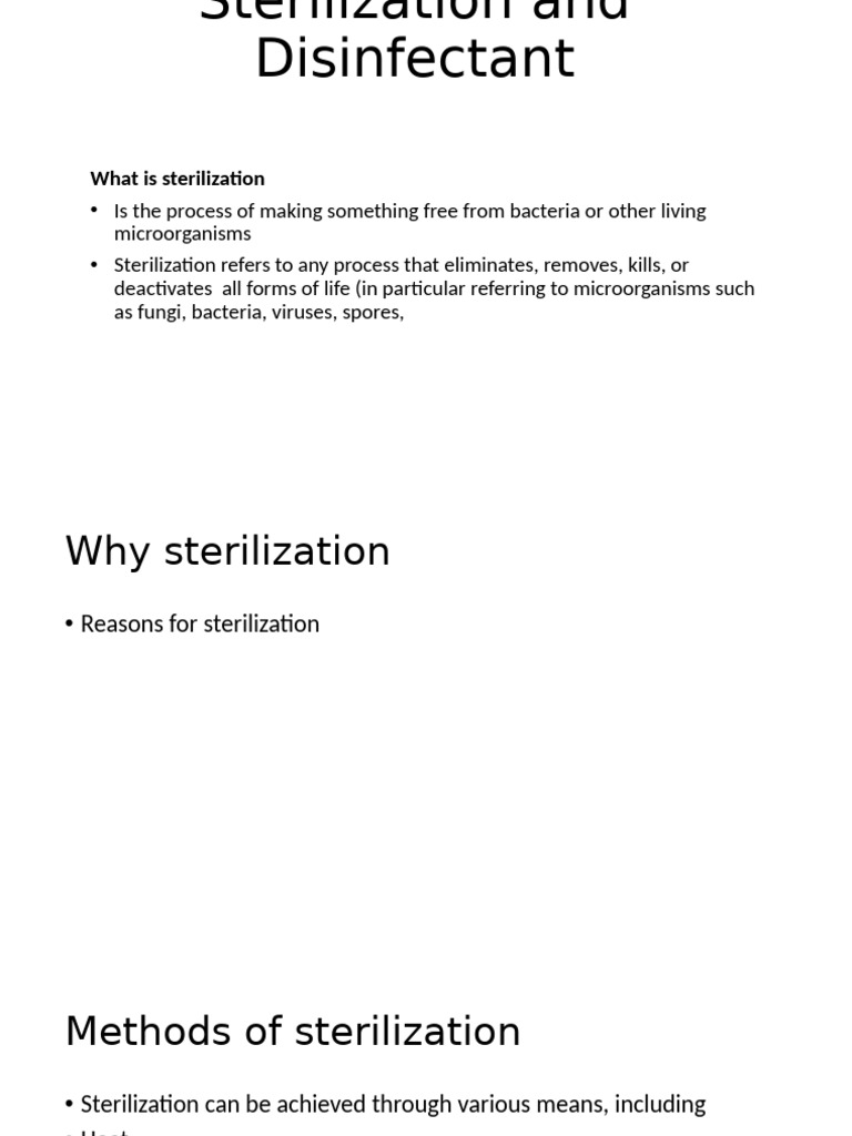 Sterilization vs. Disinfectants Explained | PDF | Sterilization (Microbiology) | Disinfectant