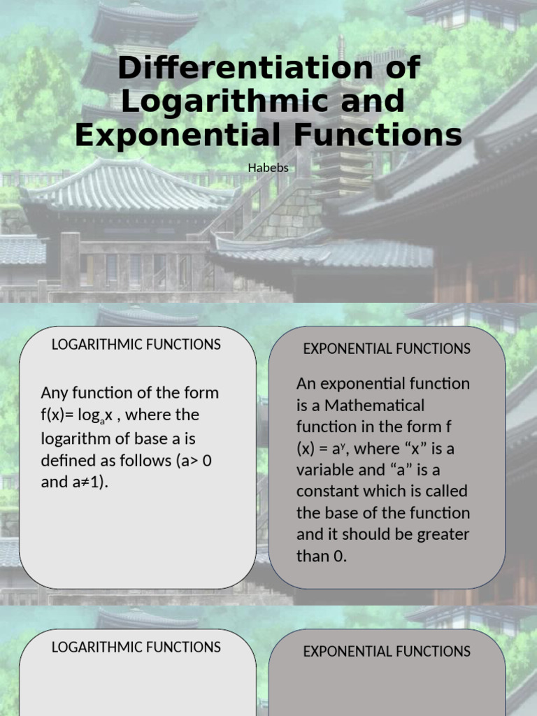 Differentiation Of Logarithmic And Exponential Function Bubonga Pdf