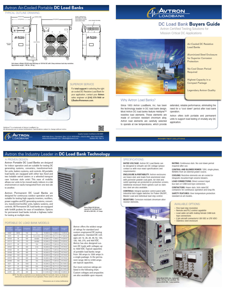 Avtron Load Bank Serie LD Manual | PDF | Direct Current | Resistor